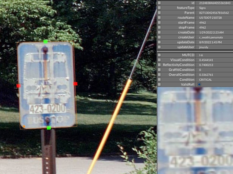 traffic signs and pavement striping condition assessment product